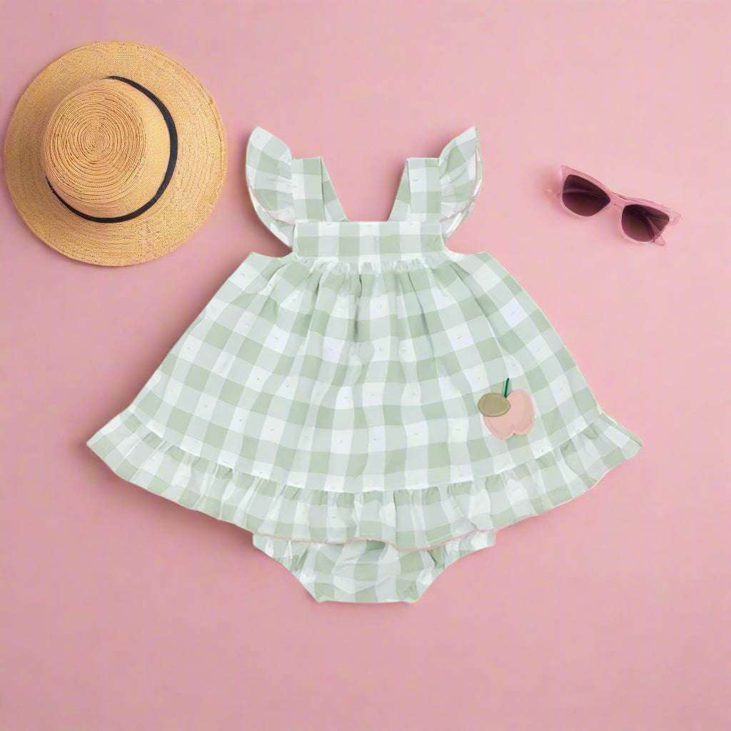 "Julie" Green Check Dress and Knicker – Tor's Children's Wear